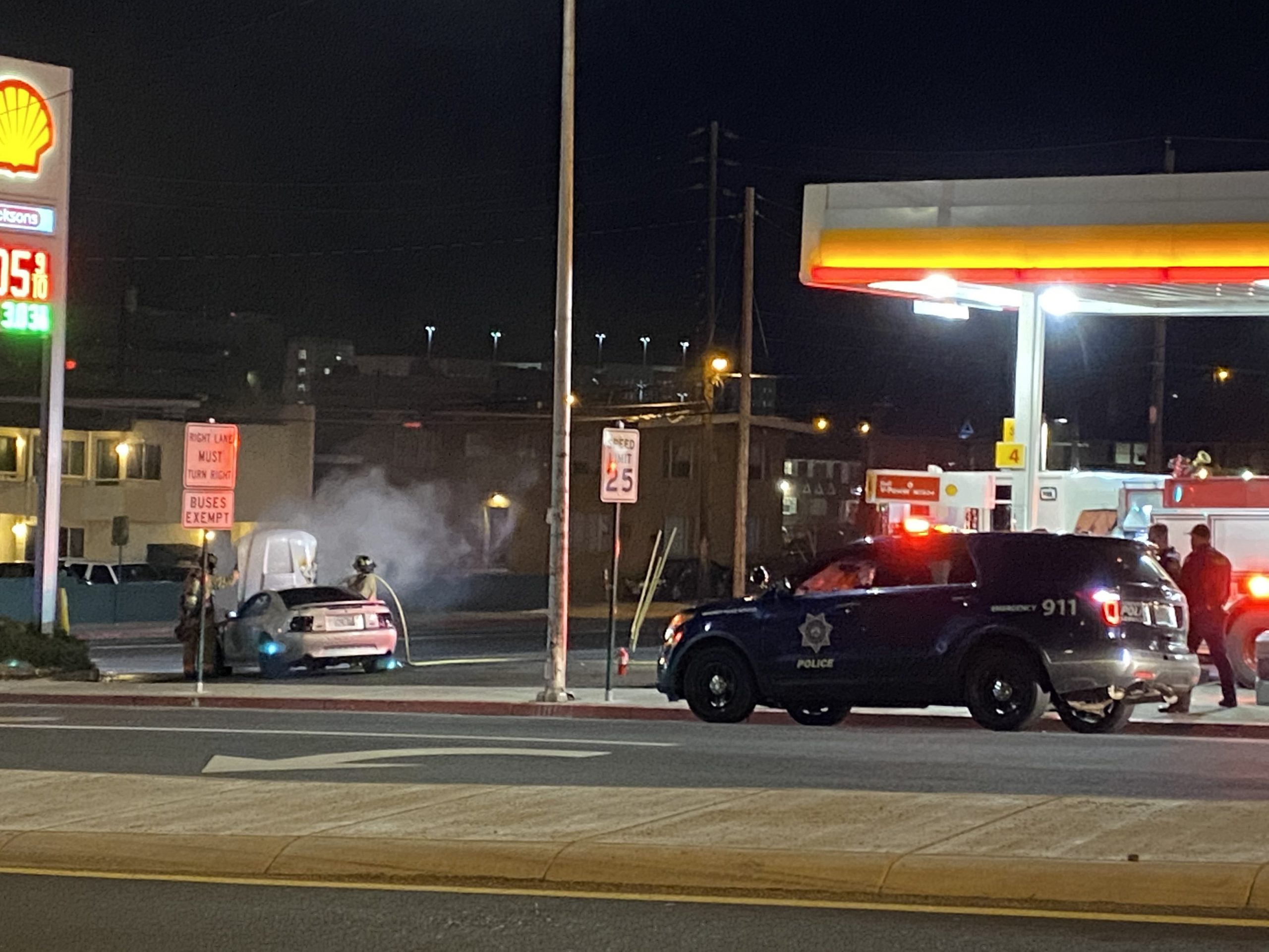 Breaking: Car in flames at south campus gas station | The Nevada Sagebrush